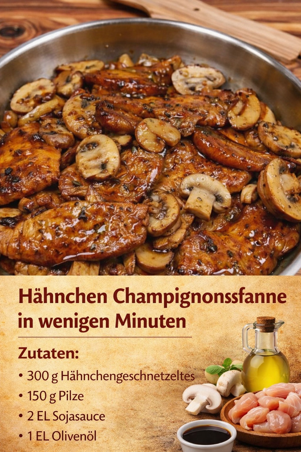 Das konnte ich jeden Tag essen, Hähnchen Champignonsfanne in wenigen ...